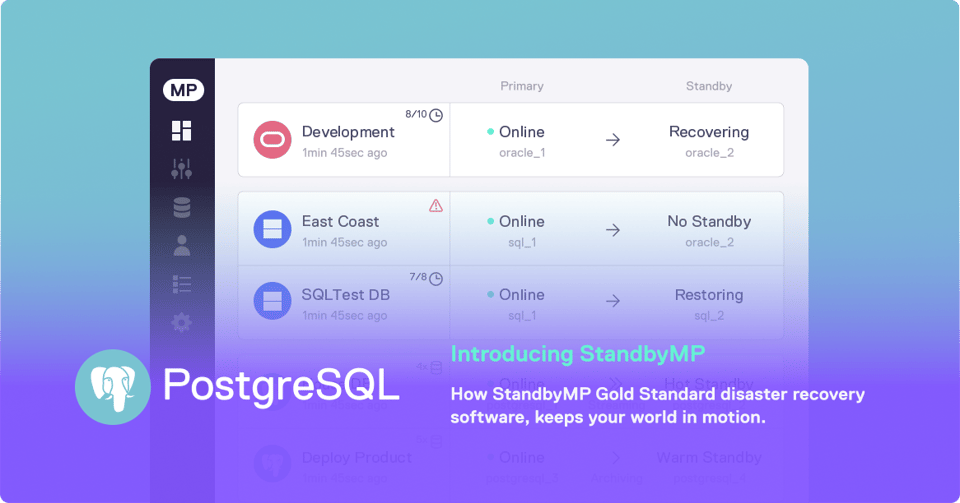 Disaster Recovery for PostgreSQL with StandbyMP